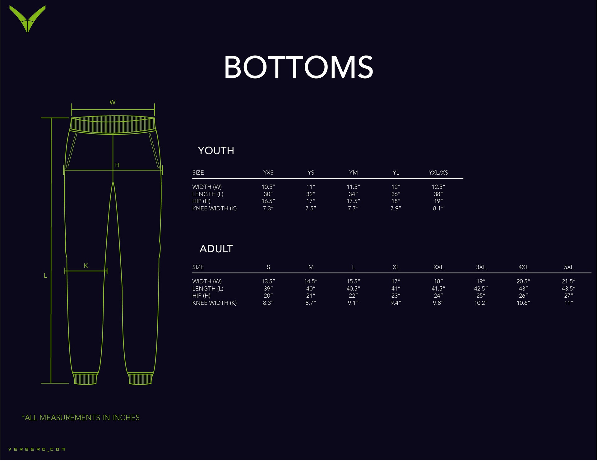 Size Charts – Verbero™
